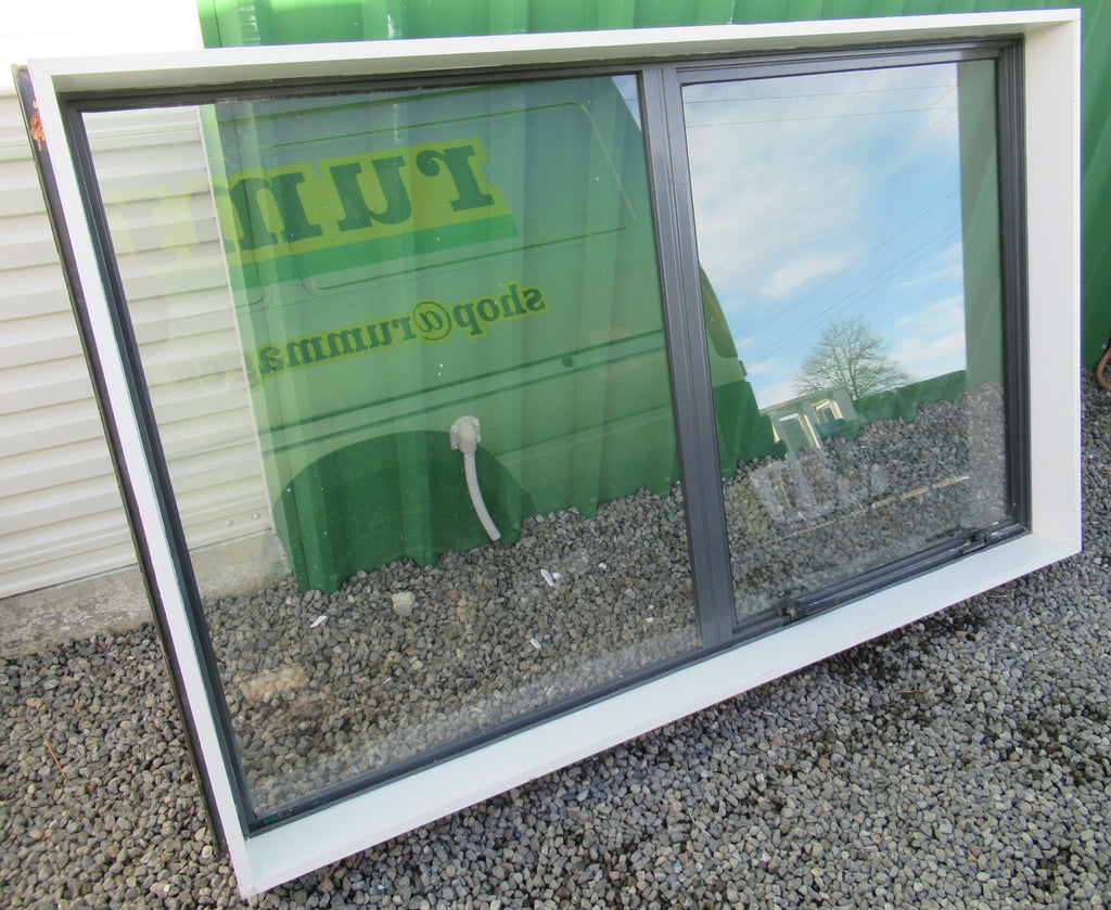 Grey 2 Lite Aluminium Window with Single Opening and clear Glass 1600W ...